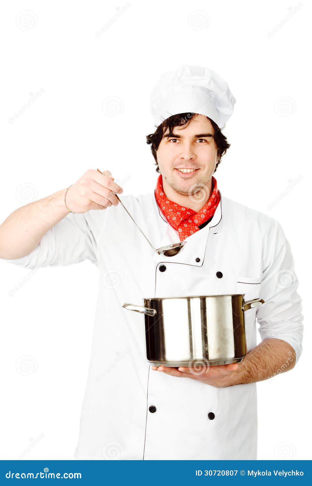 Cook prepares in the pan stock image. Image of cheerful - 30720807