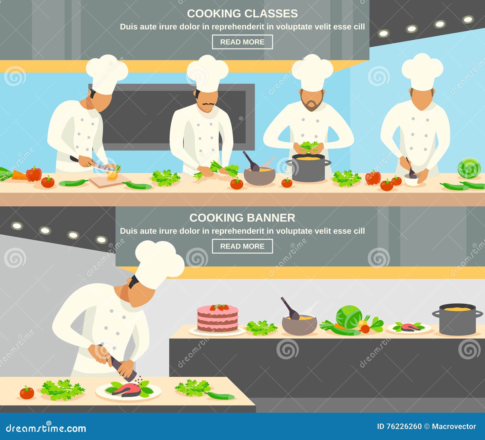 Cook Profession Banners Set Stock Vector - Illustration of pastry ...