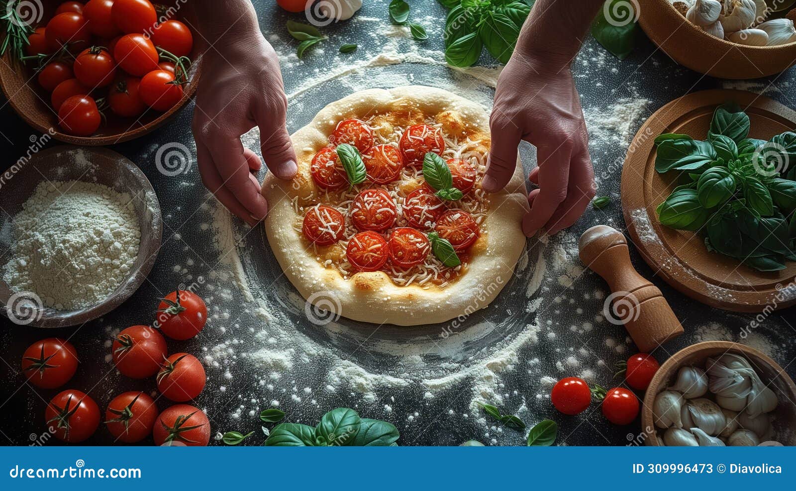 Cook Putting Toppings on Pizza Stock Illustration - Illustration of ...