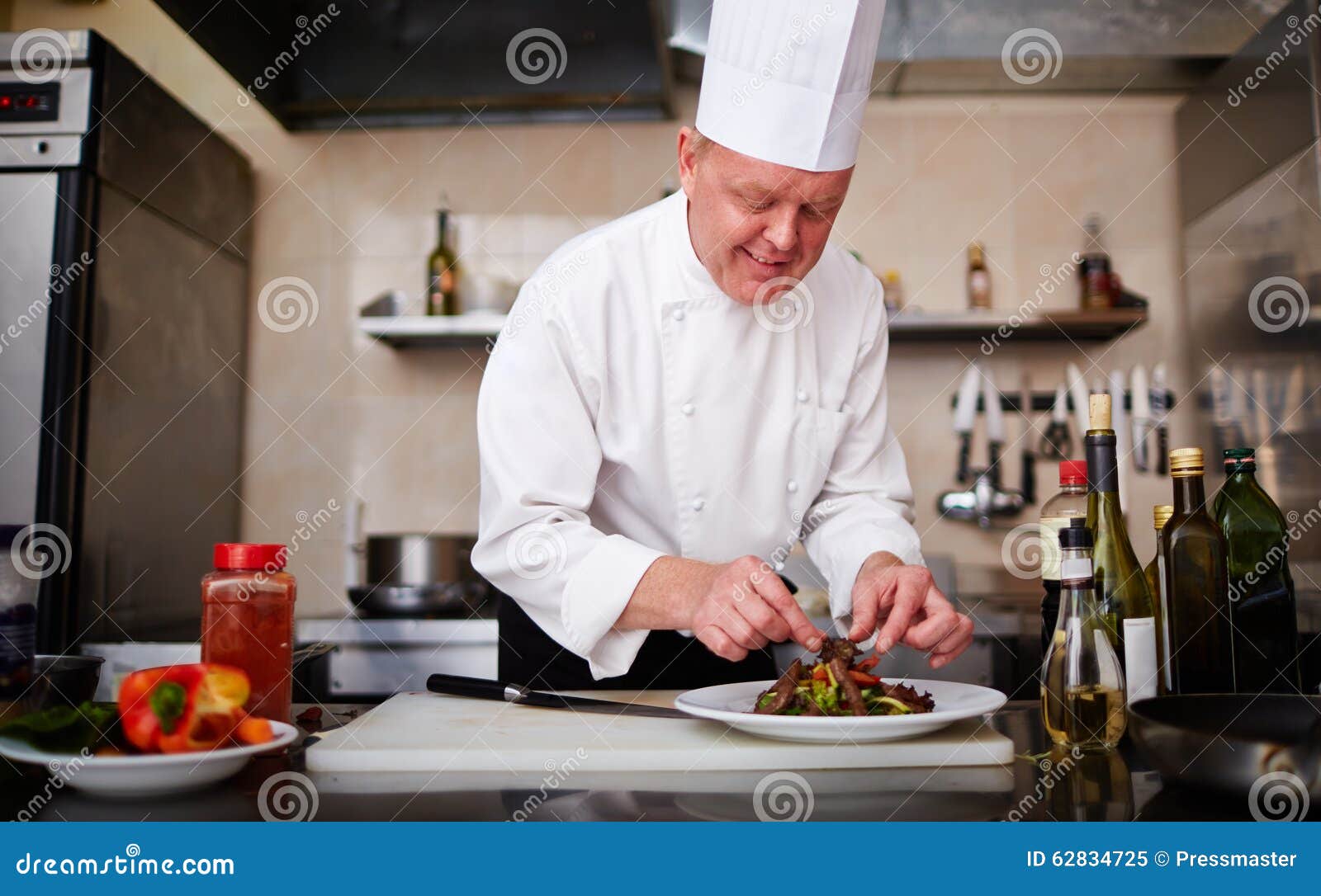 Cook at restaurant stock image. Image of salad, gourmet - 62834725