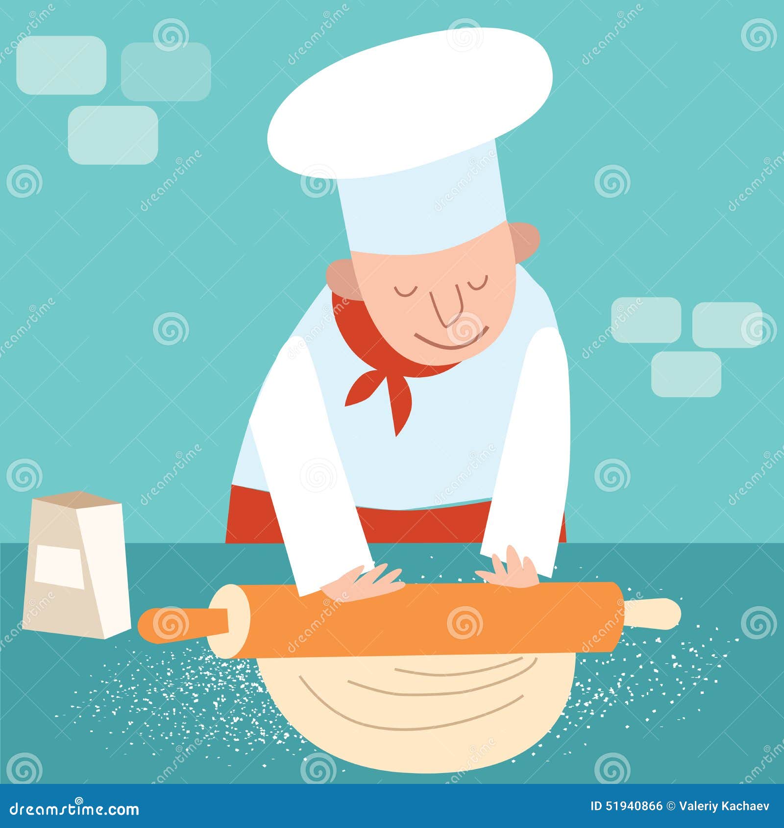 Cook rolls dough stock illustration. Illustration of pasta - 51940866