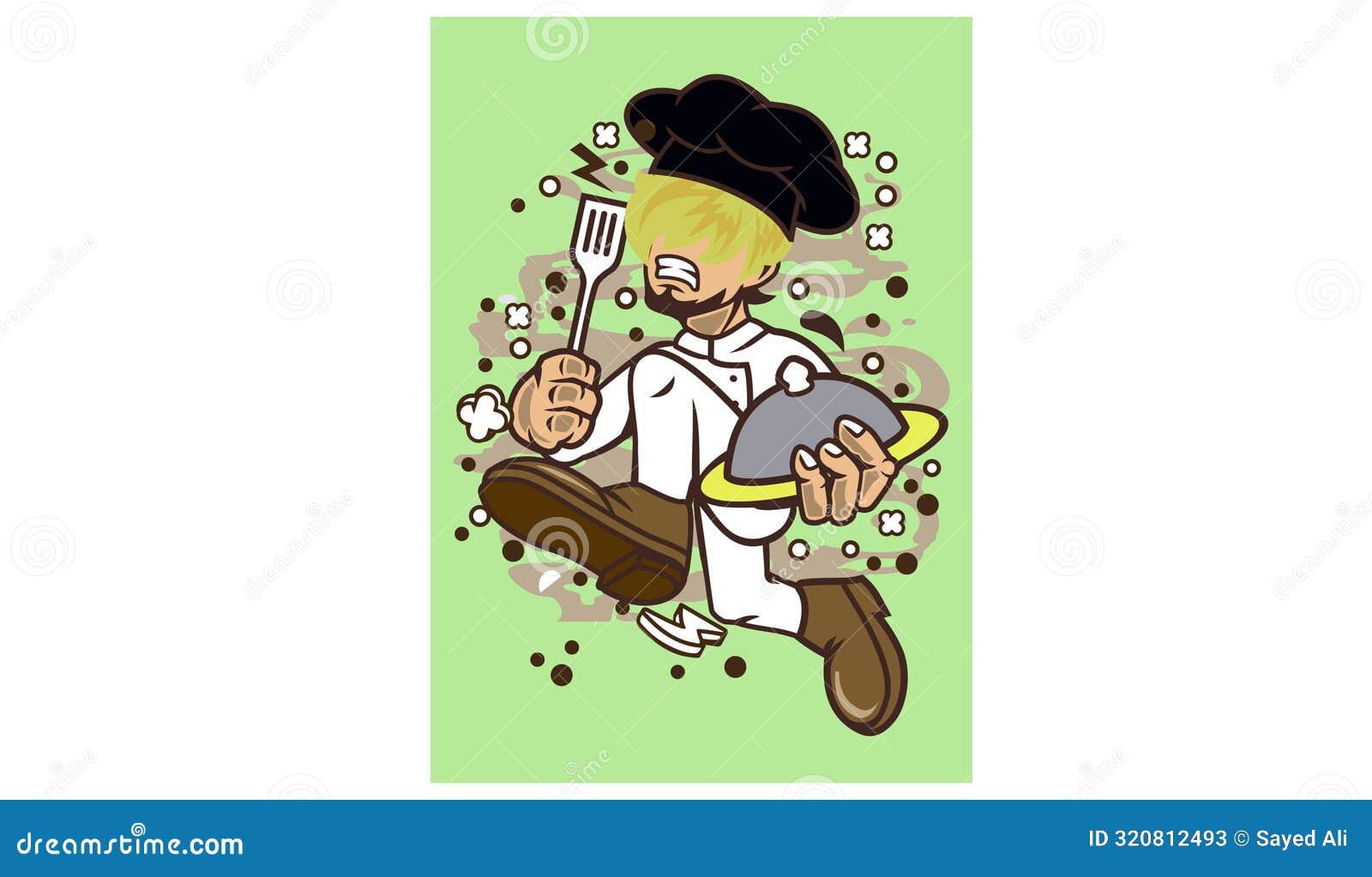 Cook Running with Dish.Master Chef Running Reckless Editorial Stock ...