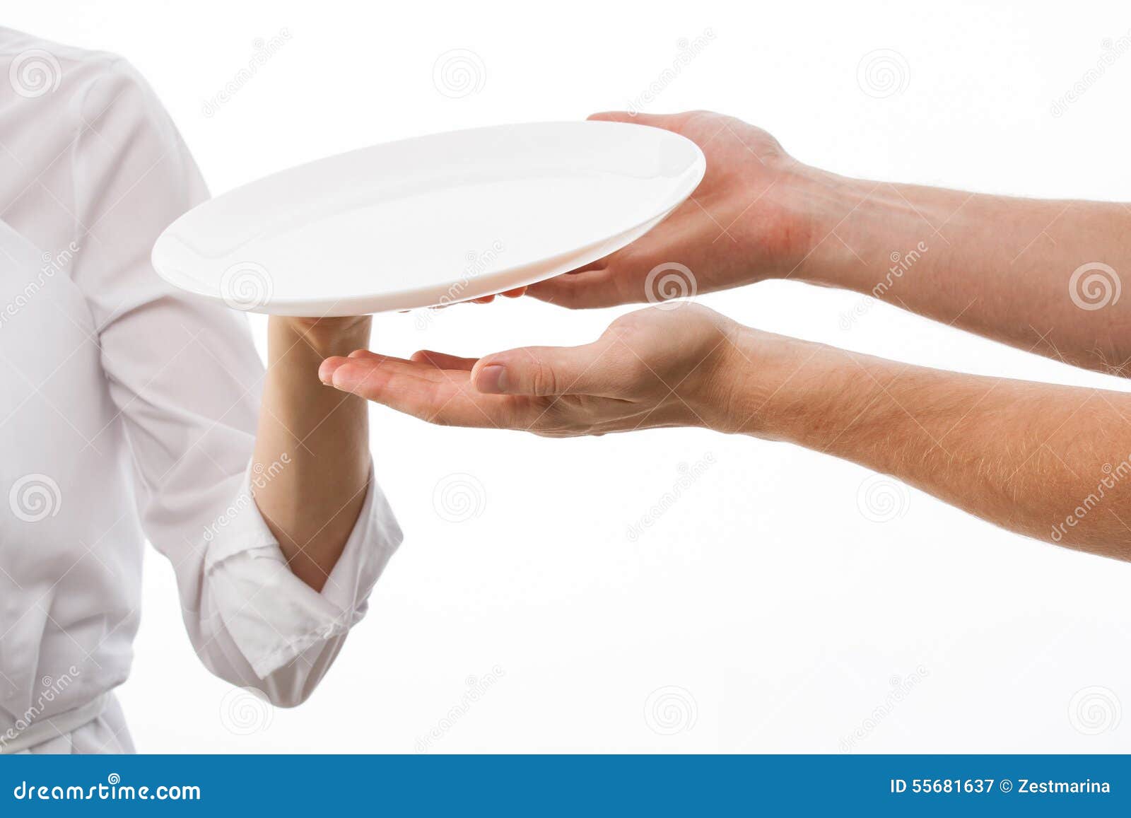 Cook S Hand Giving Plate To Man S Hands Stock Image - Image of person ...