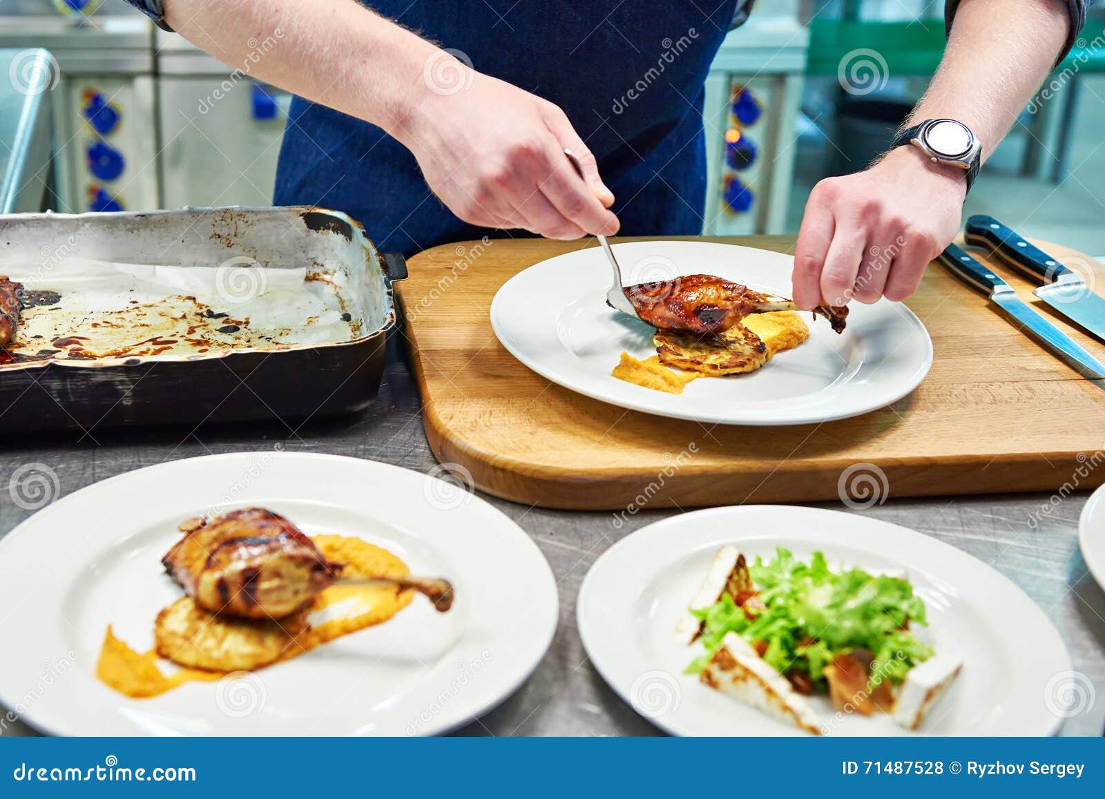 Cook are Served Dishes in Restaurant Stock Photo - Image of metal ...