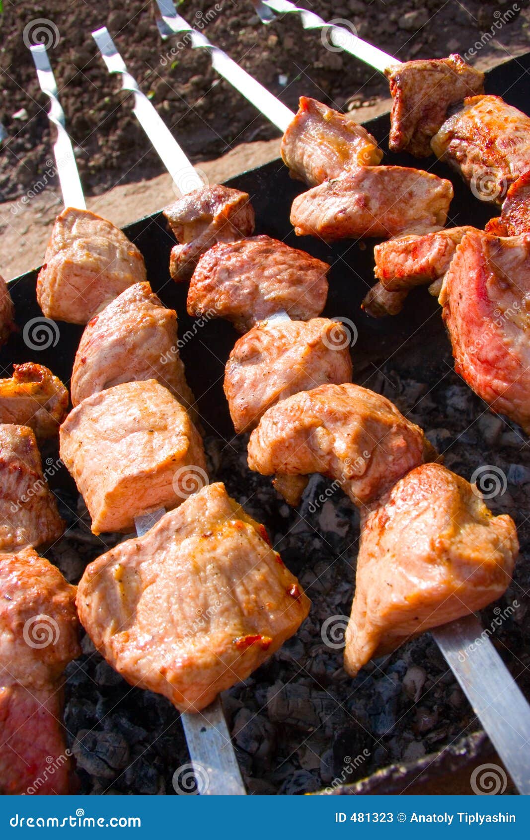 Cook shashlik from meat stock image. Image of cook, smoke - 481323