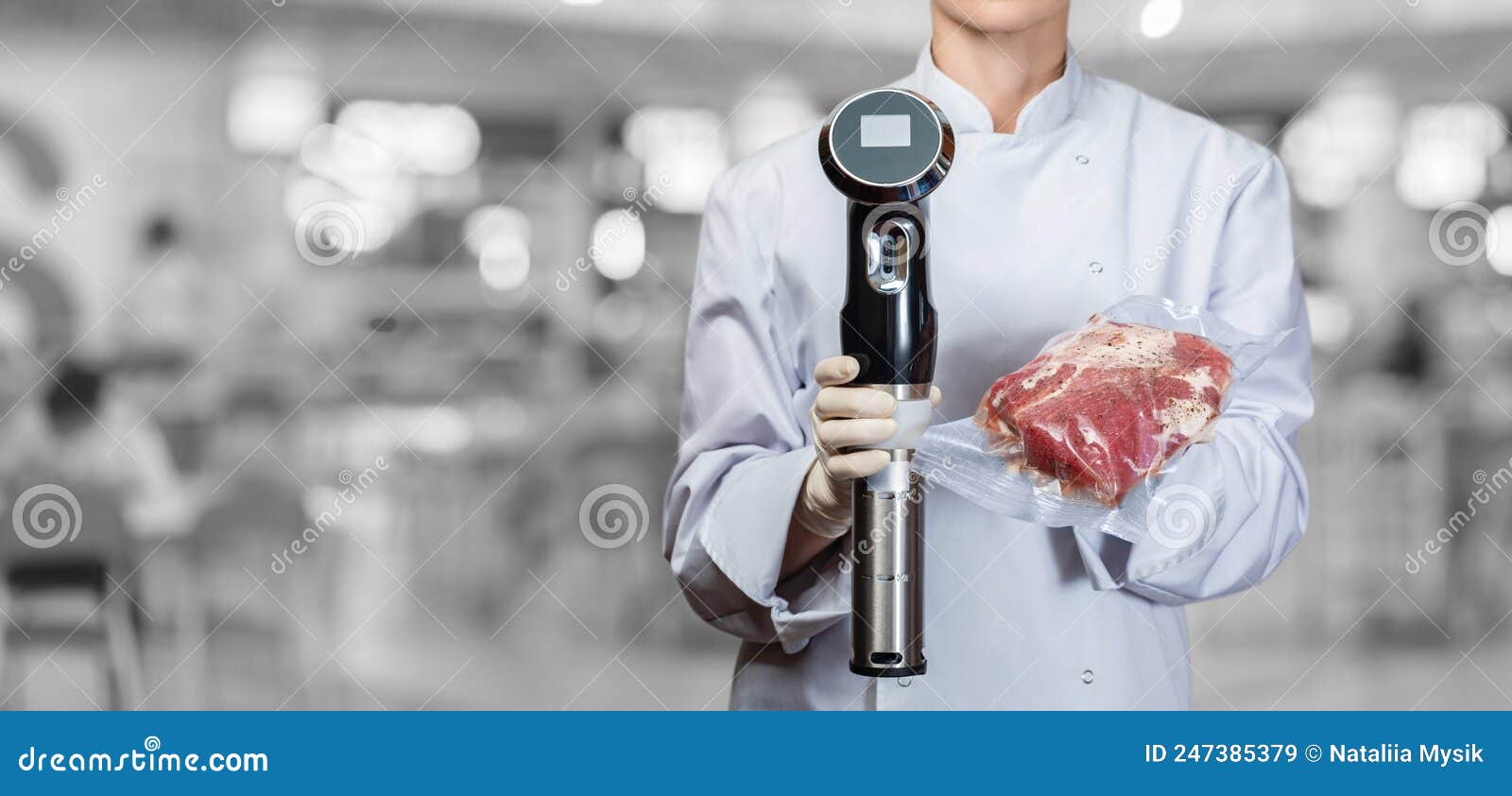 The Cook Shows the Apparatus for Low-temperature Cooking Stock Image ...