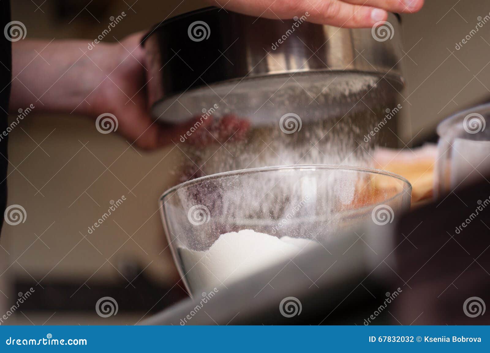 Cook sifting flour stock photo. Image of homemade, preparation - 67832032