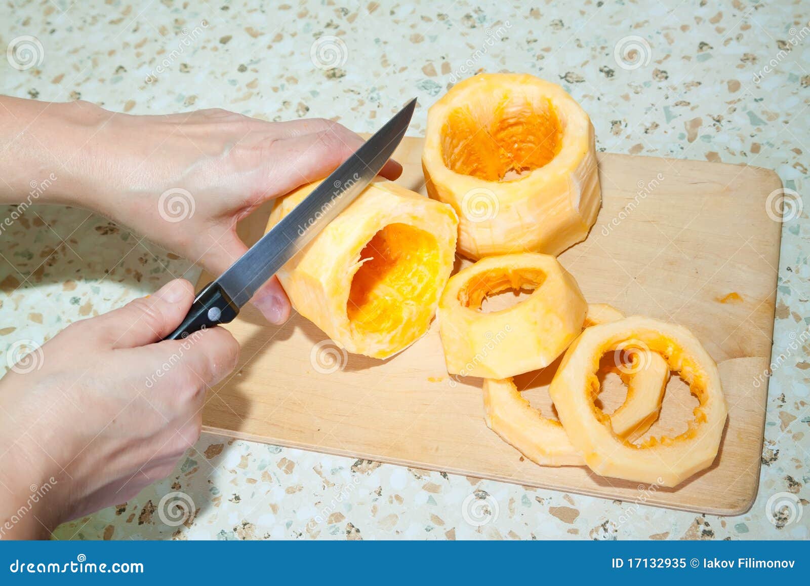Cook Slicing Vegetable Marrow on Cutting Board Stock Image - Image of ...