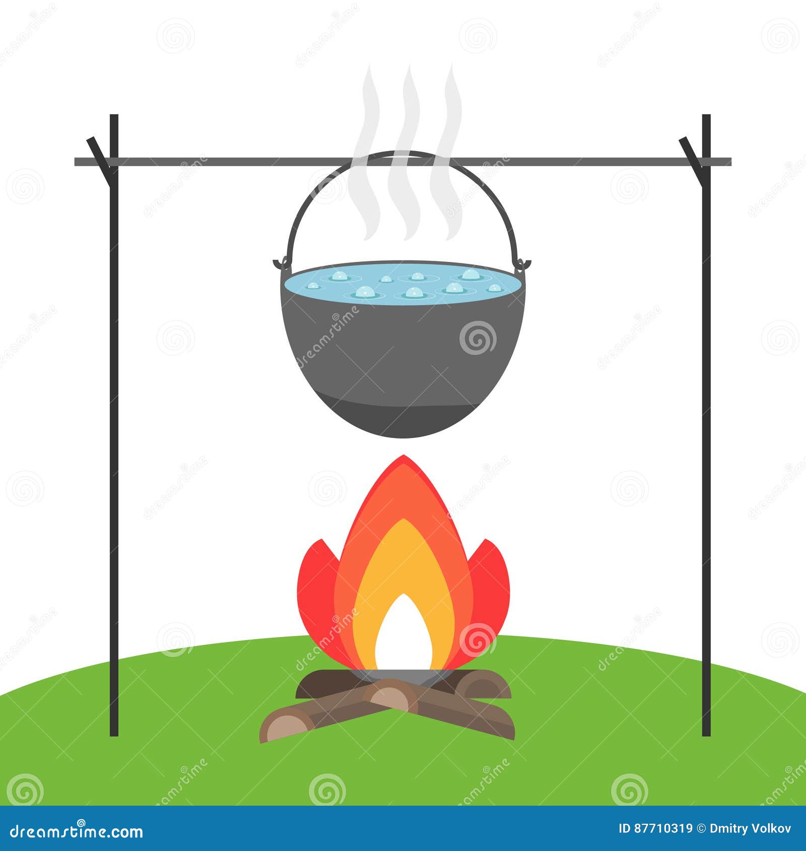 Cook the soup on the fire stock vector. Illustration of icon - 87710319