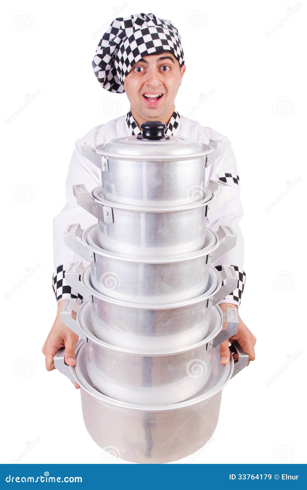 Cook with stack of pots stock image. Image of caucasian - 33764179