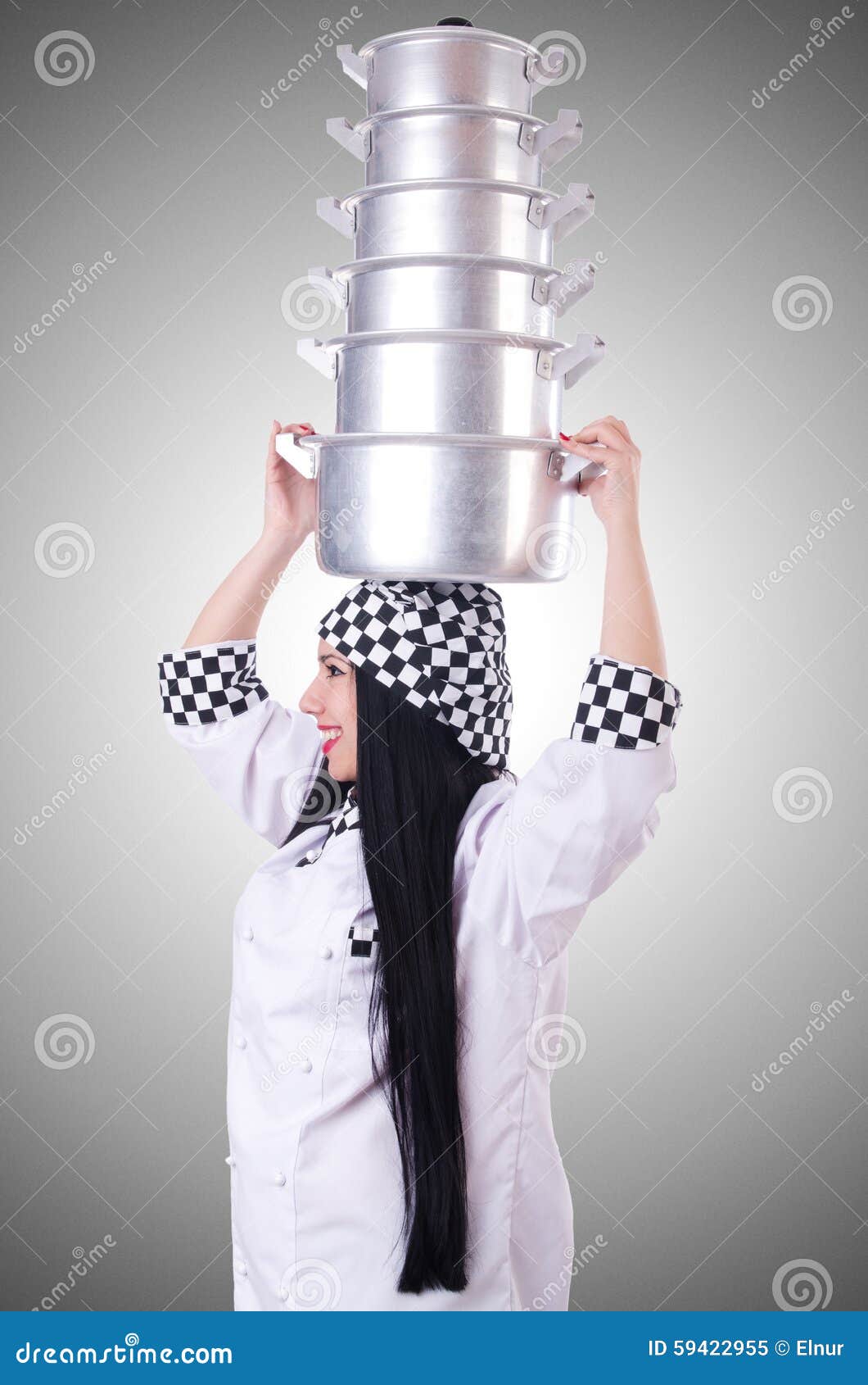 Cook with Stack of Pots on White Stock Image - Image of life, caucasian ...