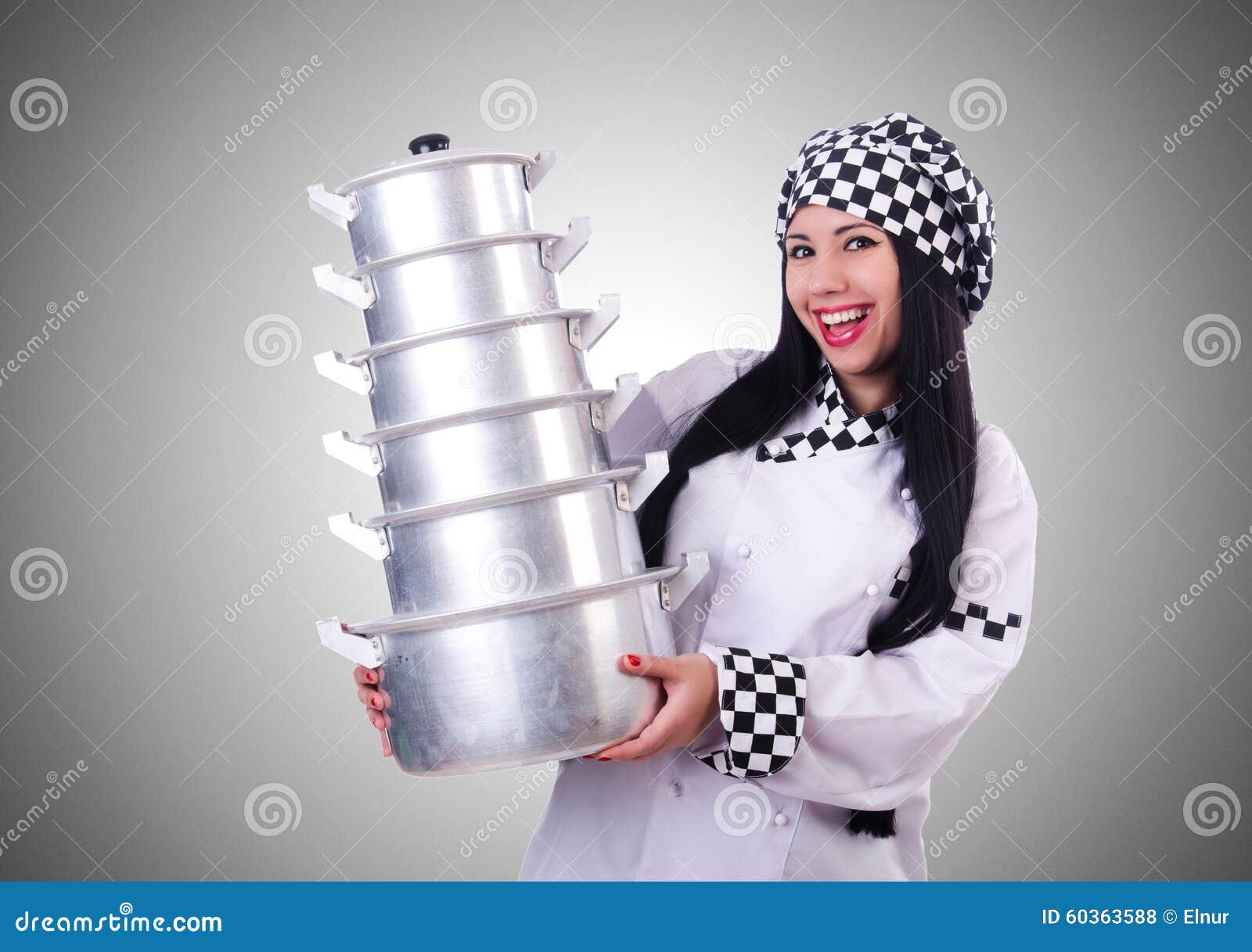 Cook with Stack of Pots on White Stock Photo - Image of healthy ...