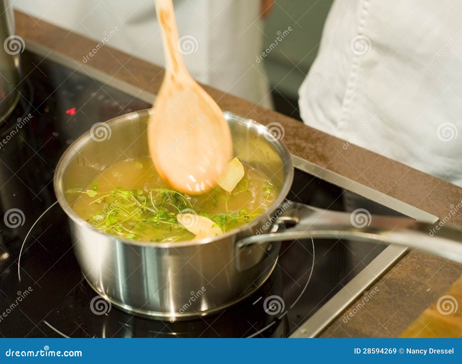 Cook Stiring Vegetable Soup Stock Image - Image of cooked, background ...