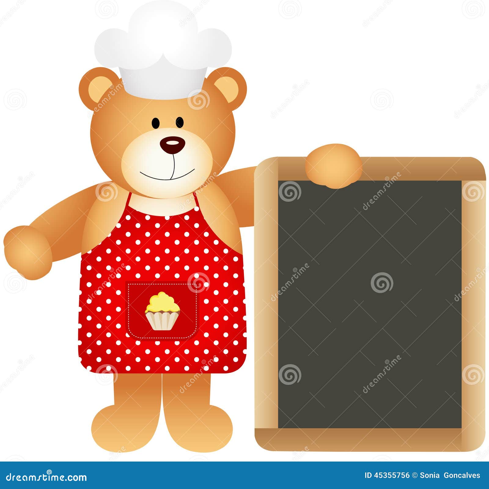 Cook Teddy Bear with Slate Board Stock Vector - Illustration of board ...