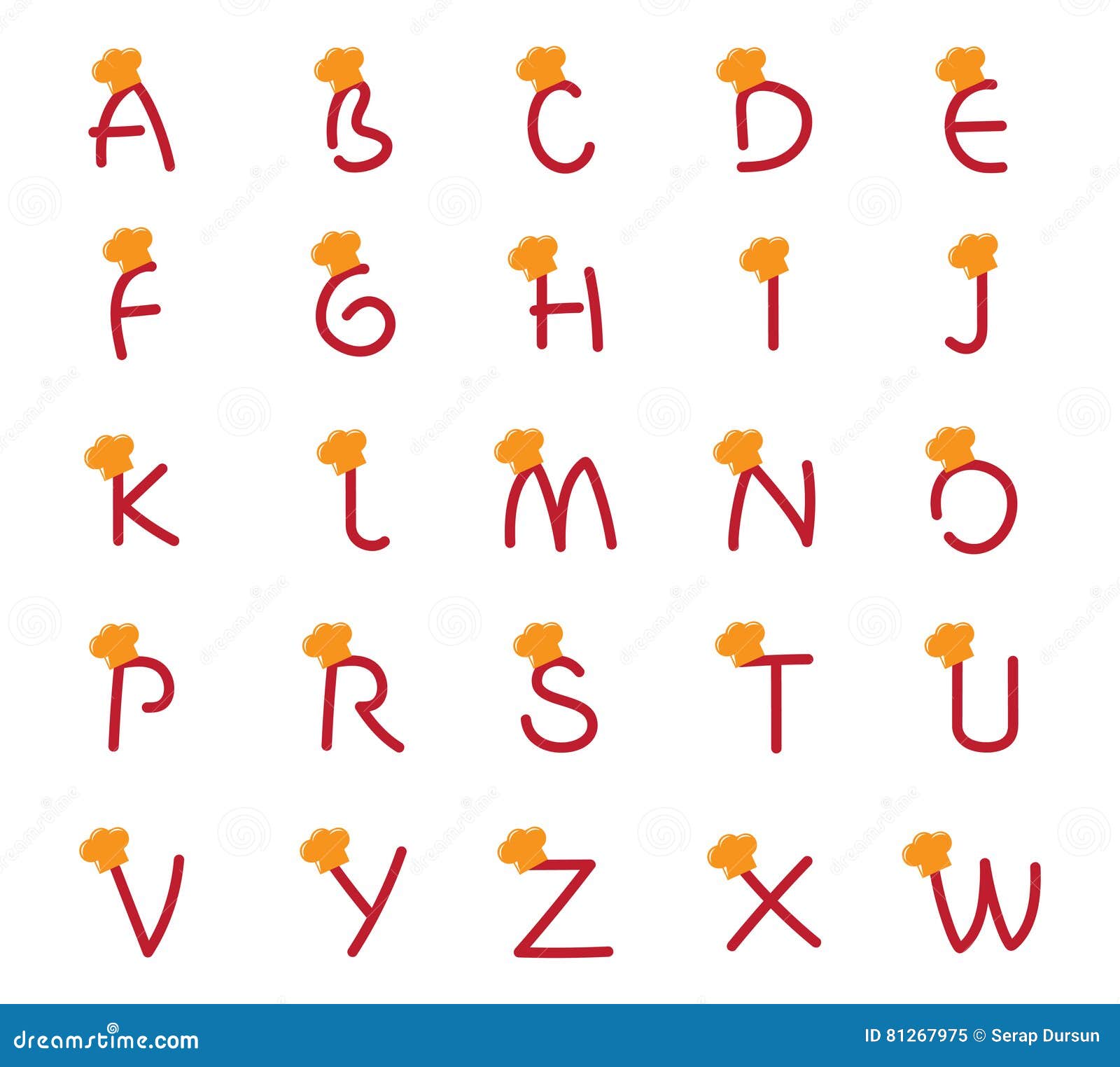 Cook Themed Alphabet Design Concept Stock Vector - Illustration of ...