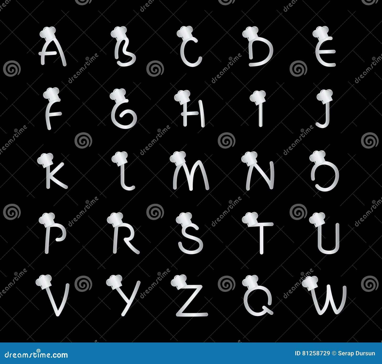 Cook Themed Alphabet Set stock illustration. Illustration of chef ...