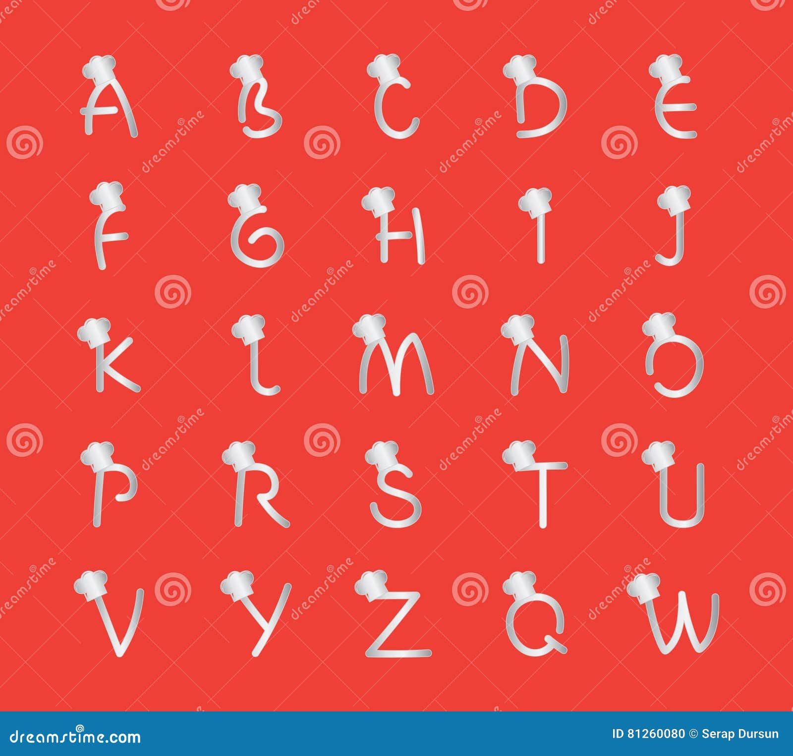 Cook Themed Alphabet Set stock illustration. Illustration of black ...