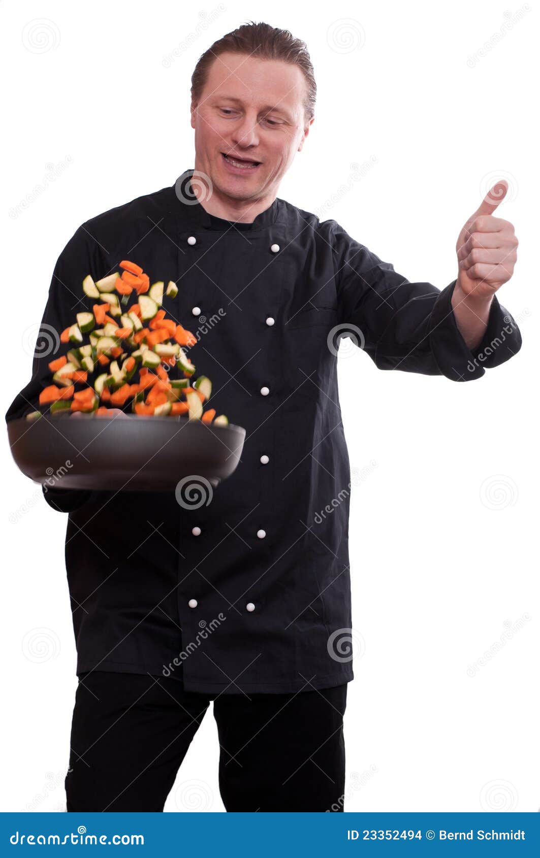 Cook is Turning the Vegetables in a Pan and Thumb Stock Photo - Image ...