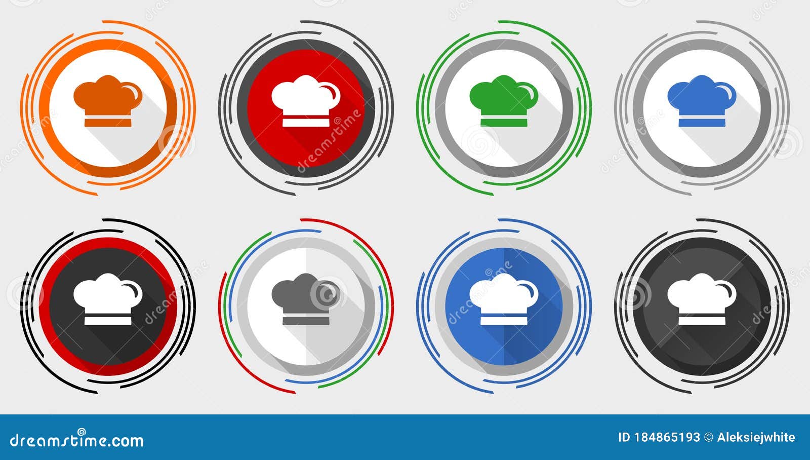 Cook Vector Icon Set, Modern Design Flat Graphic in 8 Options for Web ...