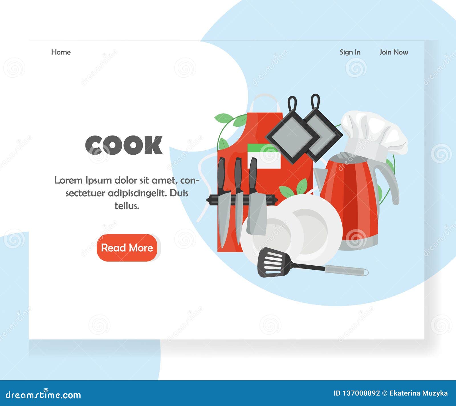 Cook Vector Website Landing Page Design Template Stock Vector ...