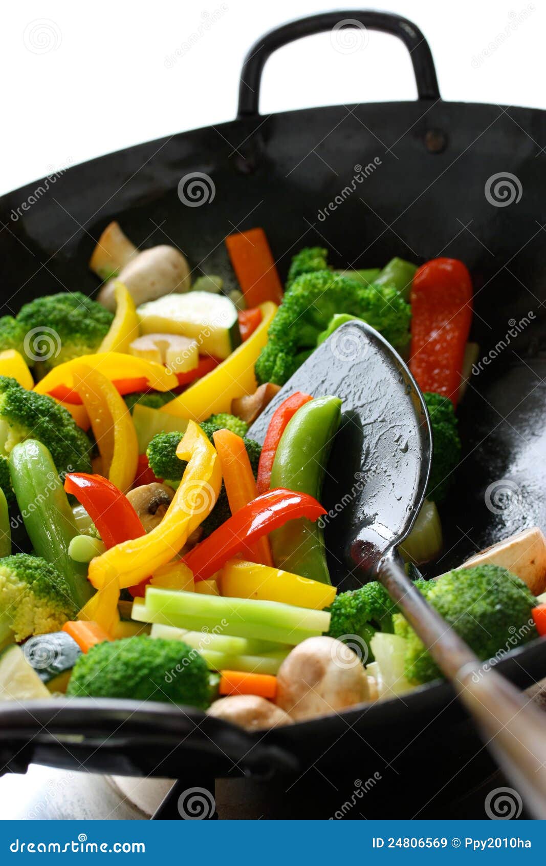 Cook Vegetables in a Chinese Wok Stock Image - Image of food, snap ...