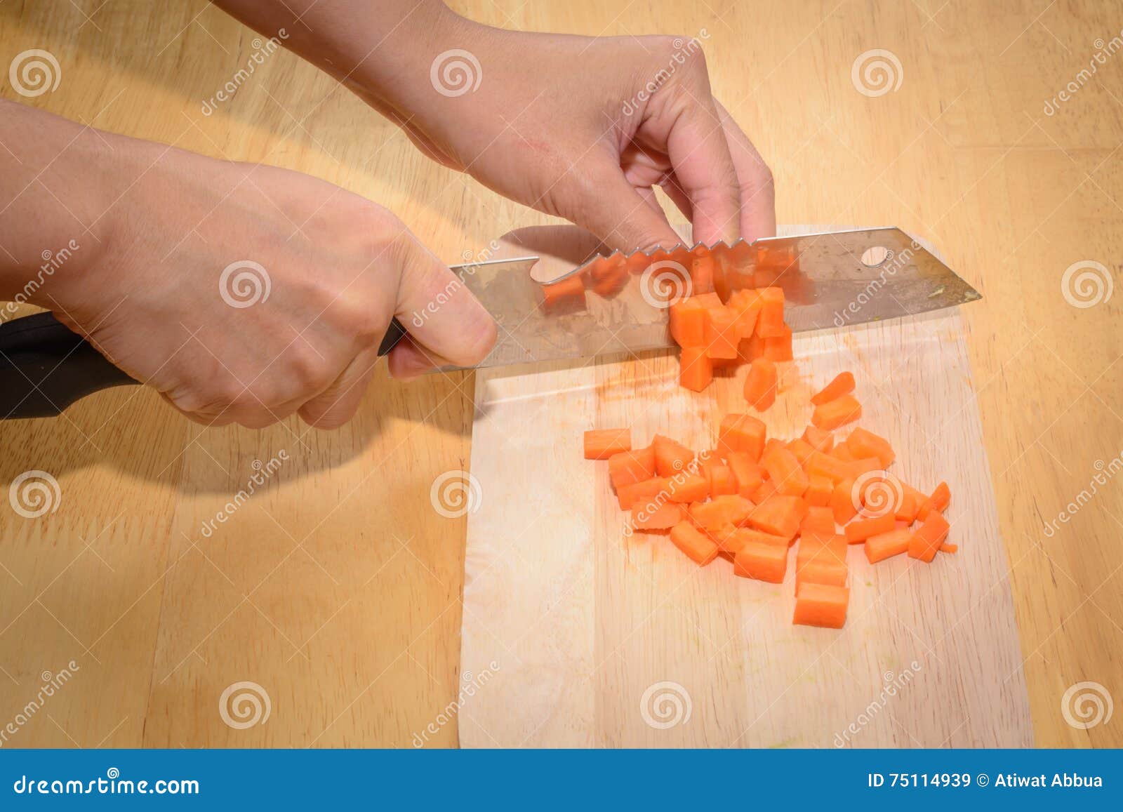 Cook Was Turning Orange Carrots Stock Image - Image of cooking, food ...