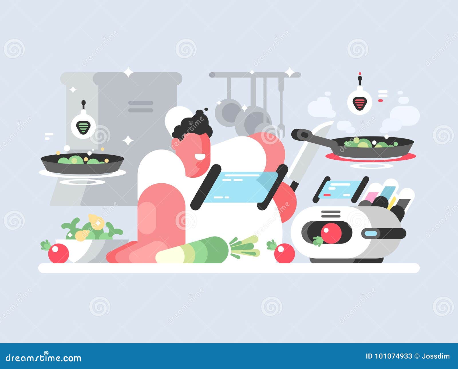 Cook in White Cap Prepares Delicious Dish Stock Vector - Illustration ...