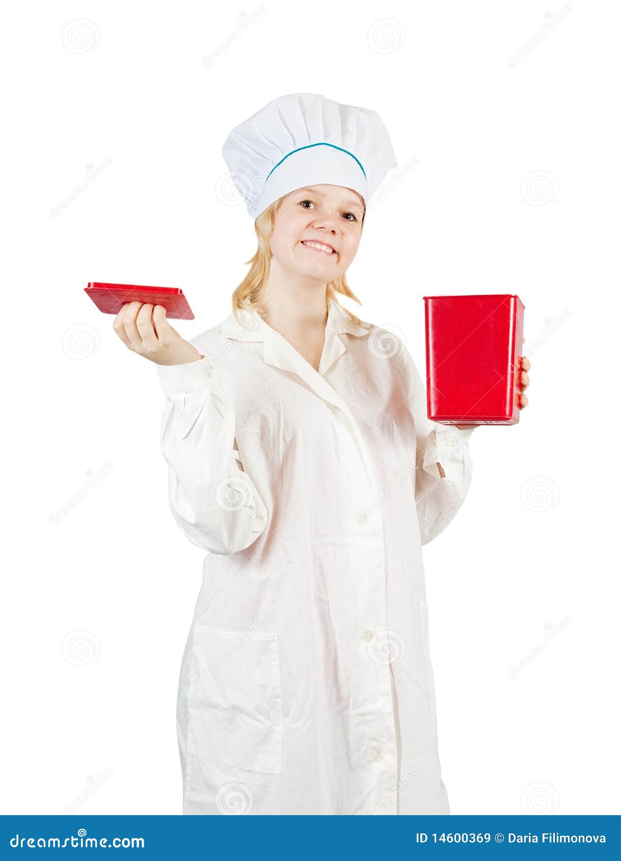 Cook Woman in Toque with Package Stock Image - Image of chef, young ...