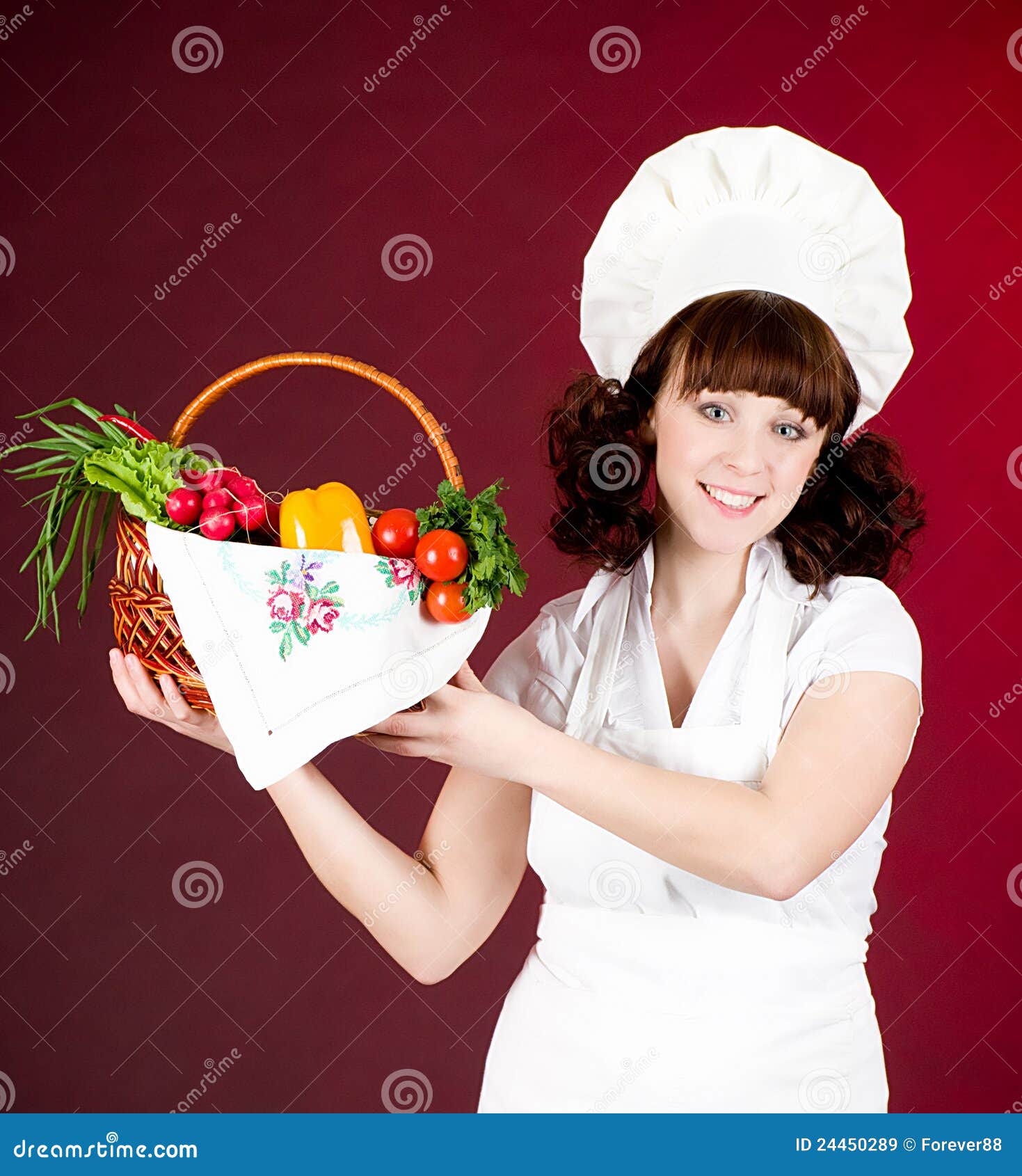 Cook woman with vegetables stock image. Image of cheerful - 24450289
