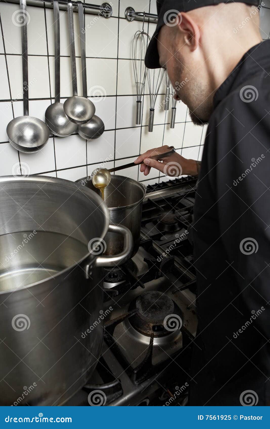 Cook at work stock image. Image of kitchen, soup, restaurant - 7561925