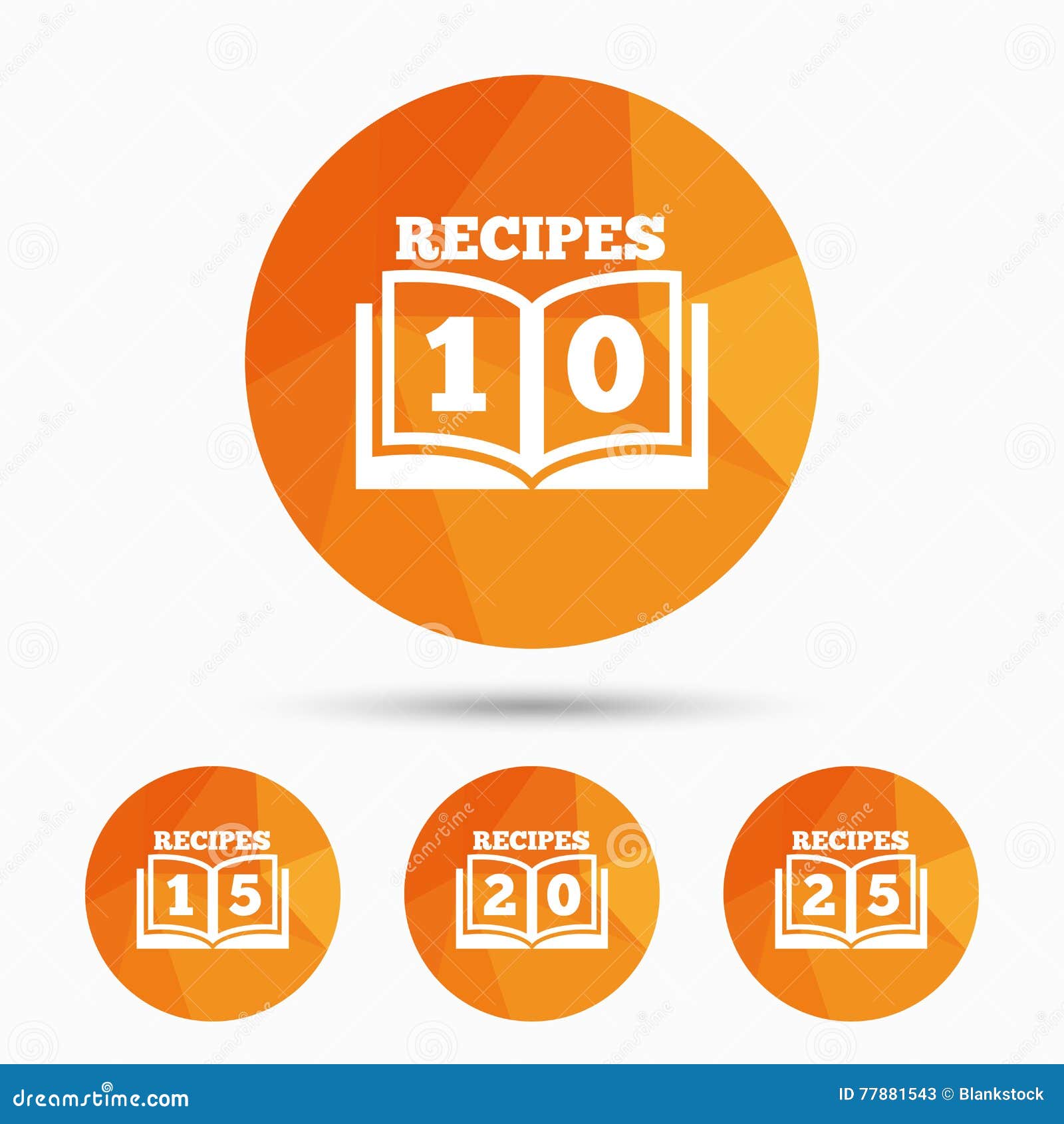 Cookbook Icons. Twenty Five Recipes Book Sign. Stock Vector ...