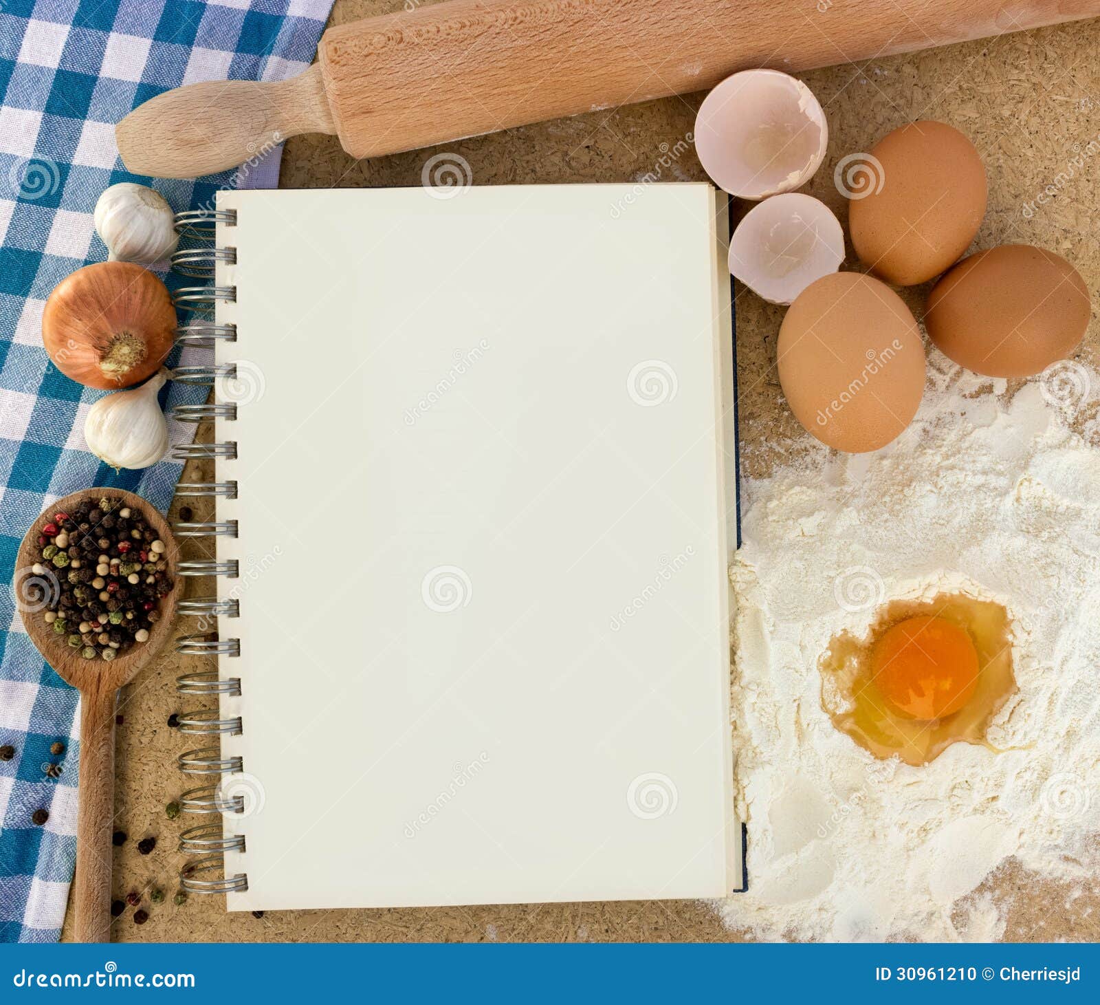 Cookbook with Ingredients for Baking Stock Photo - Image of cake ...