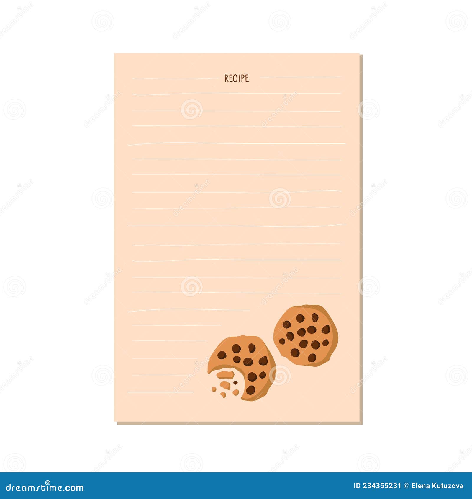 Cookbook Page Template. Recipe Write Template. Chocolate Drop Cookies ...
