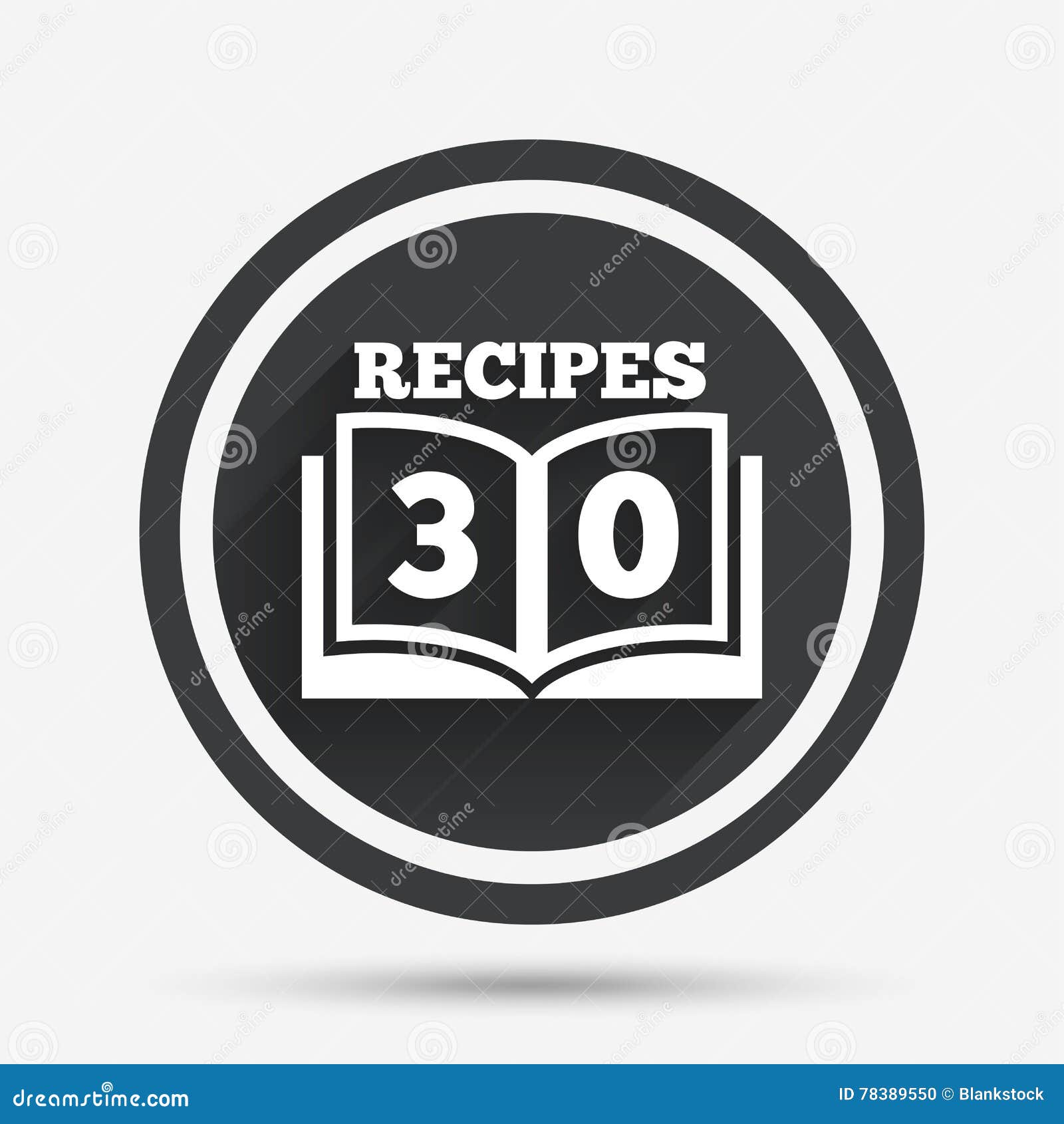 Cookbook Sign Icon. 30 Recipes Book Symbol Stock Vector - Illustration ...