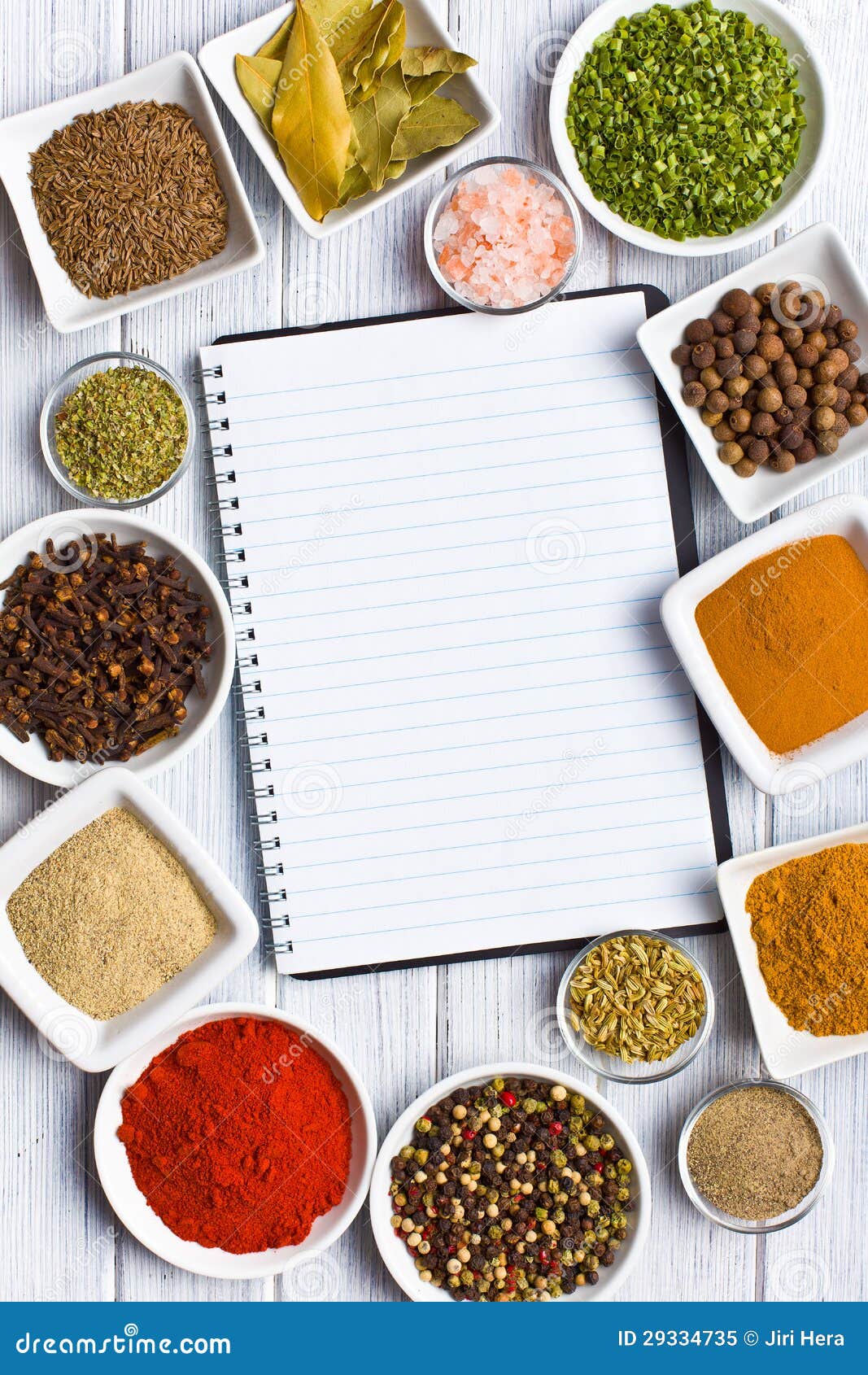 Cookbook and Various Spices and Herbs. Stock Image - Image of cookbook ...