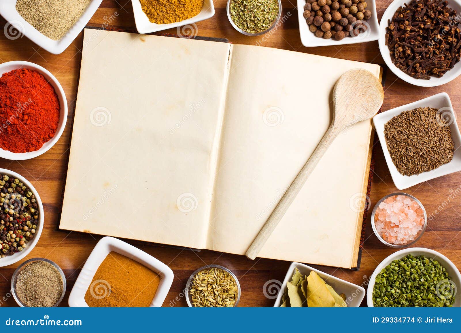 Cookbook and Various Spices and Herbs. Stock Photo - Image of cooking ...