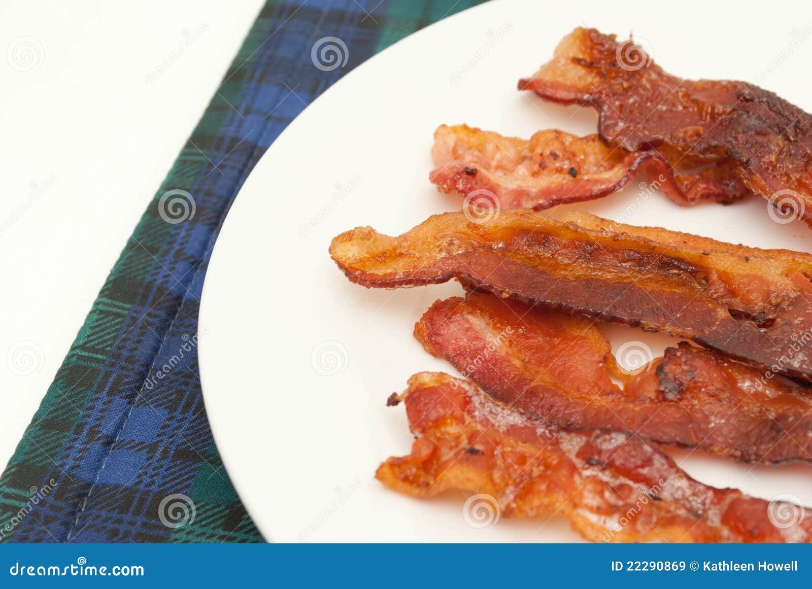 Cooked Bacon stock image. Image of placemat, white, plate - 22290869