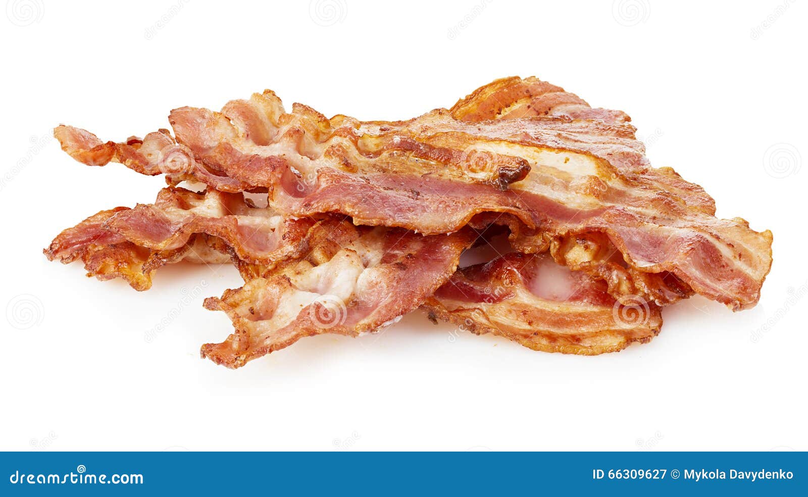 Cooked Bacon Rashers Close-up Isolated on a White Background. Stock ...