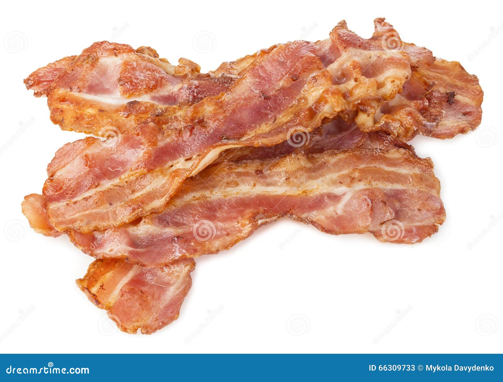 Cooked Bacon Rashers Close-up Isolated on a White Background. Stock ...