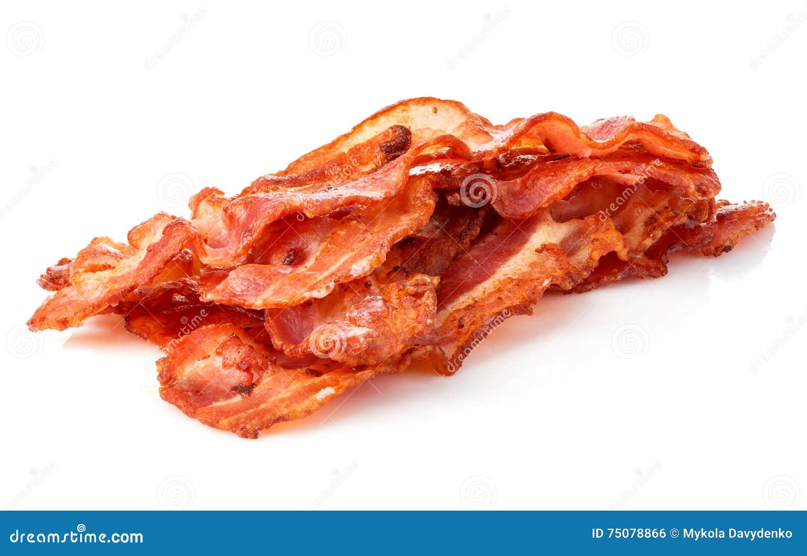 Cooked Bacon Rashers Close-up on a White Background Stock Photo - Image ...