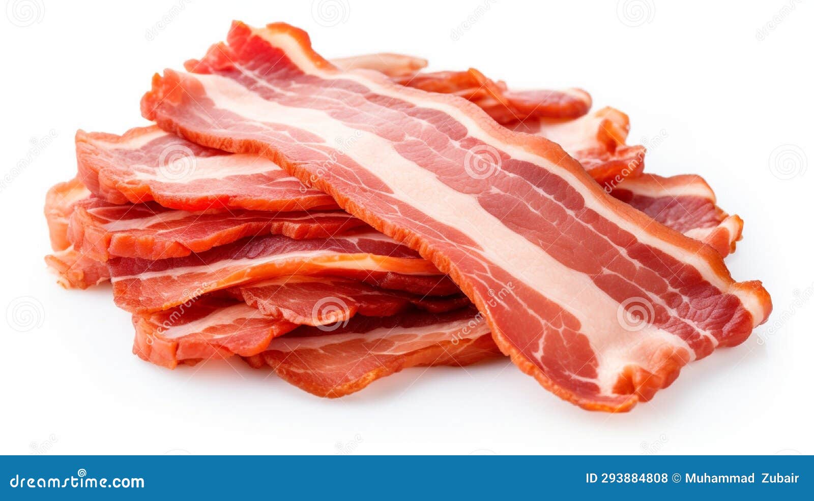 Cooked Bacon Rashers Isolated on White Generated by AI Tool. Stock ...