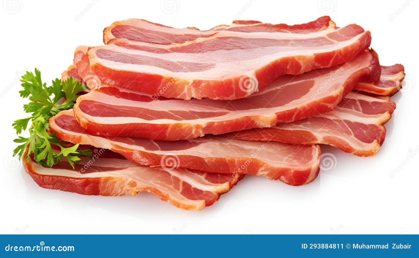 Cooked Bacon Rashers Isolated on White Generated by AI Tool. Stock ...