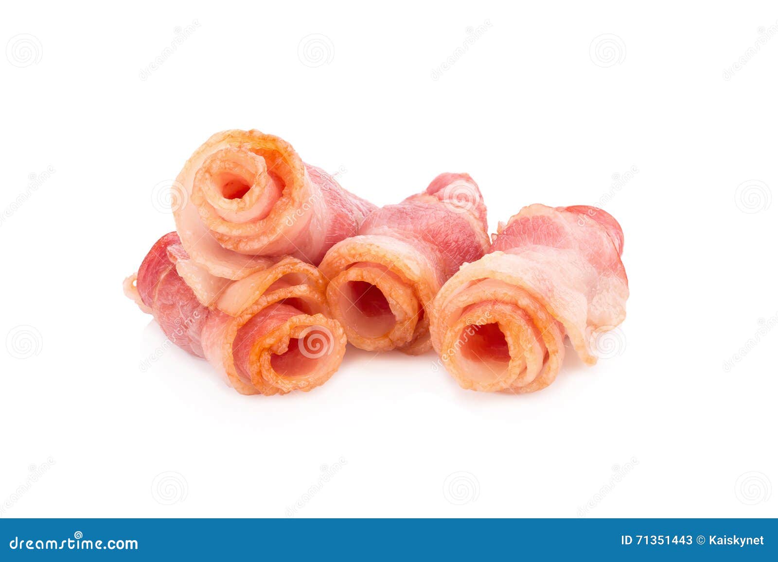 Cooked Bacon Rashers Isolated on White Stock Image - Image of ...