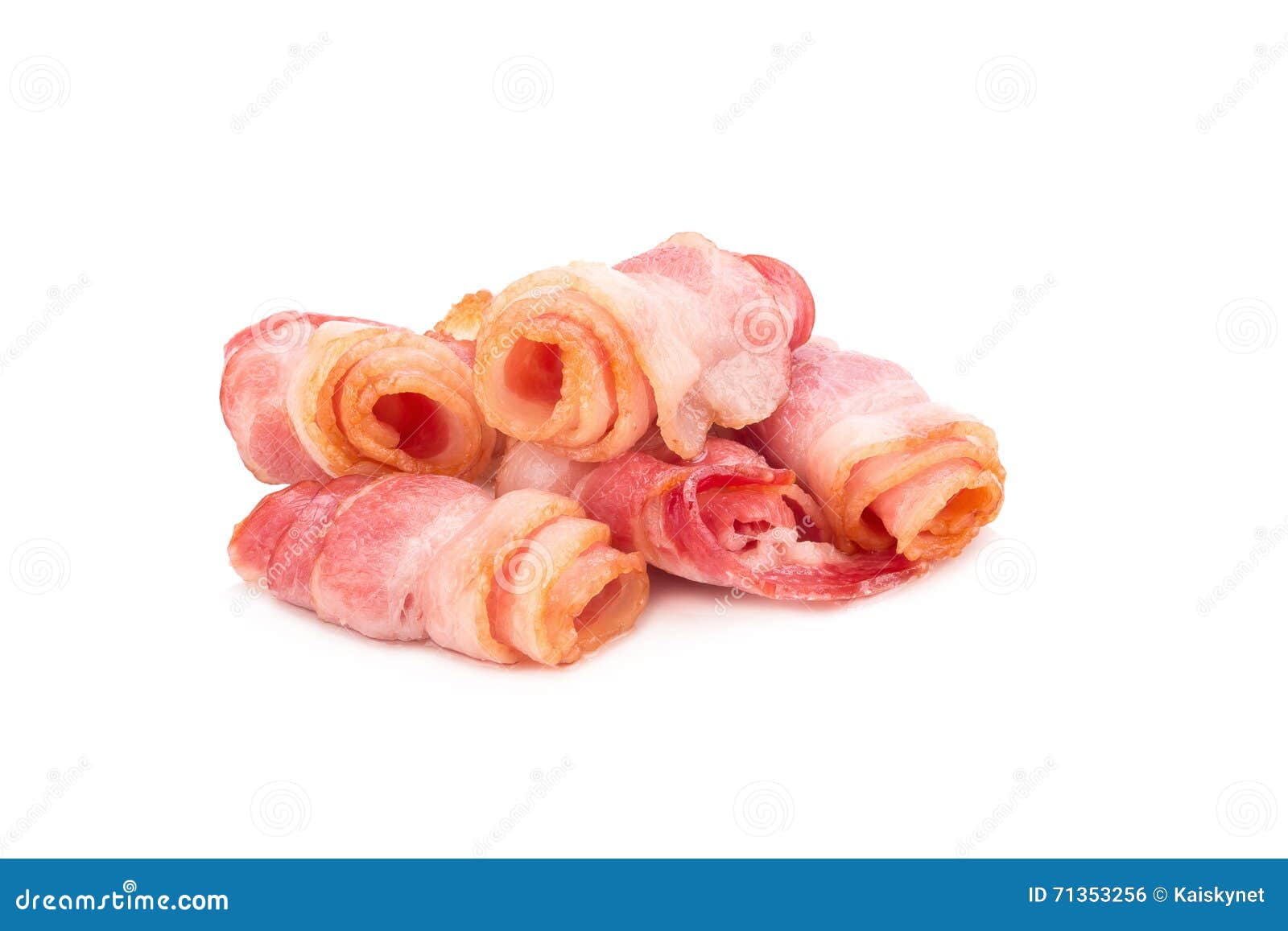 Cooked Bacon Rashers Isolated on White Stock Photo - Image of grilled ...