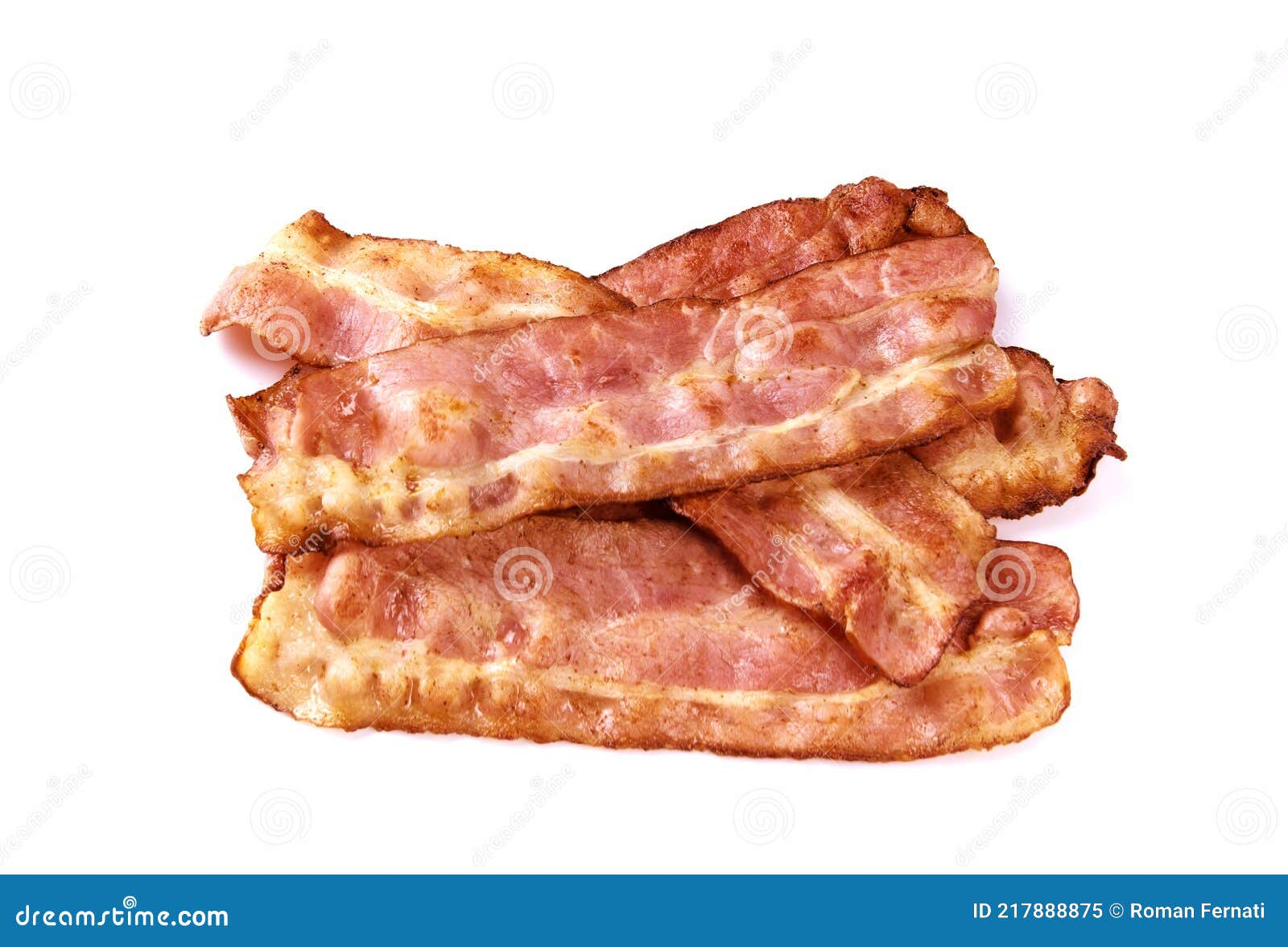 Cooked Bacon Rashers Isolated on White Stock Image - Image of meat ...
