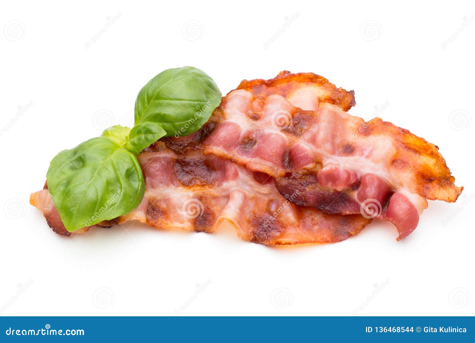 Cooked Bacon Rashers Isolated on White Stock Photo - Image of pile ...