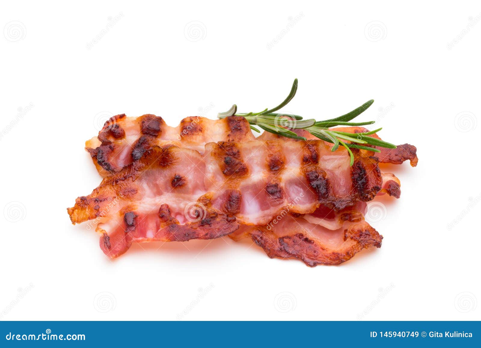 Cooked Bacon Rashers Isolated on White Stock Image - Image of ...
