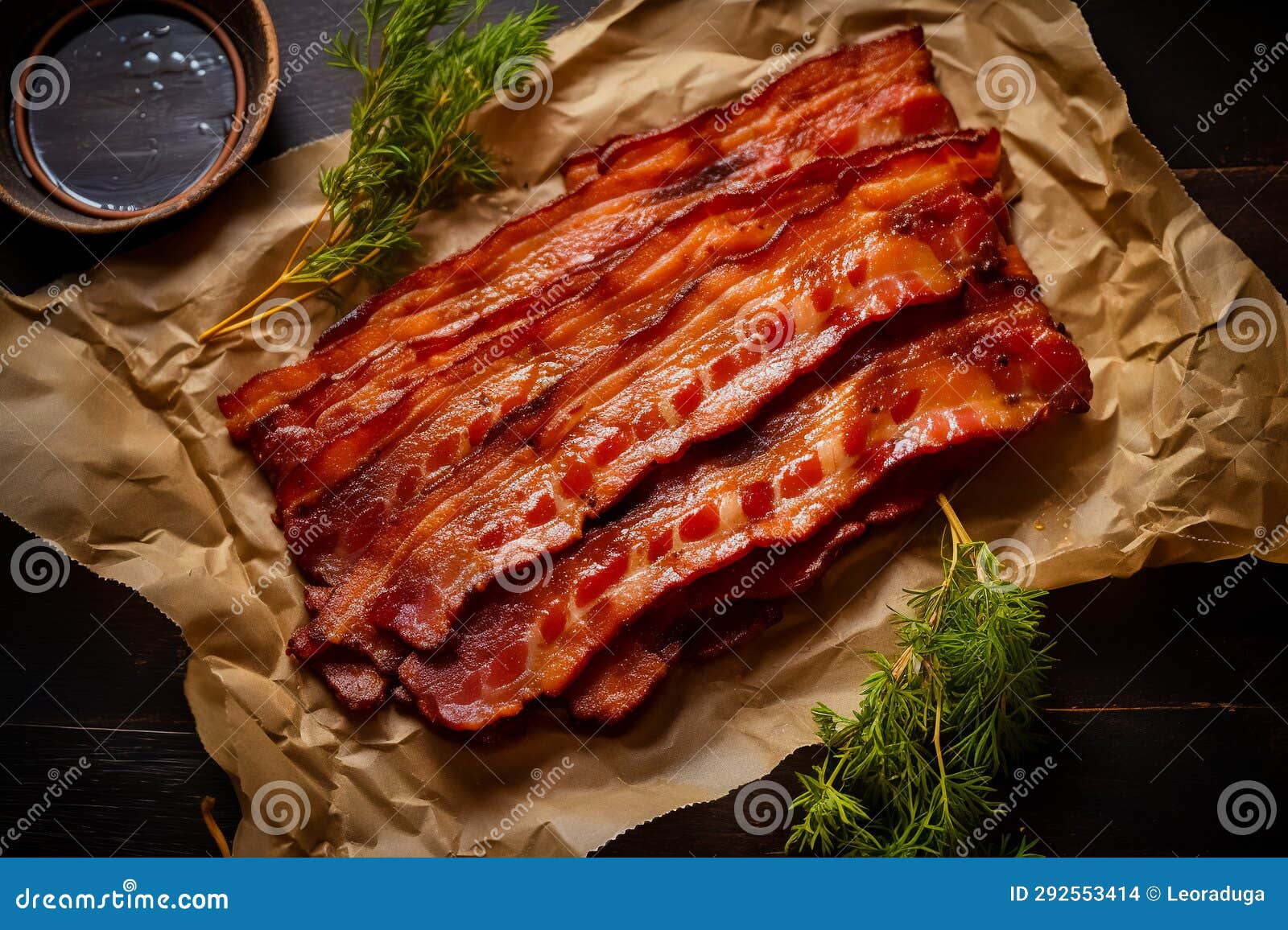 Cooked Bacon Rashers on Parchment. Generative AI Stock Illustration ...