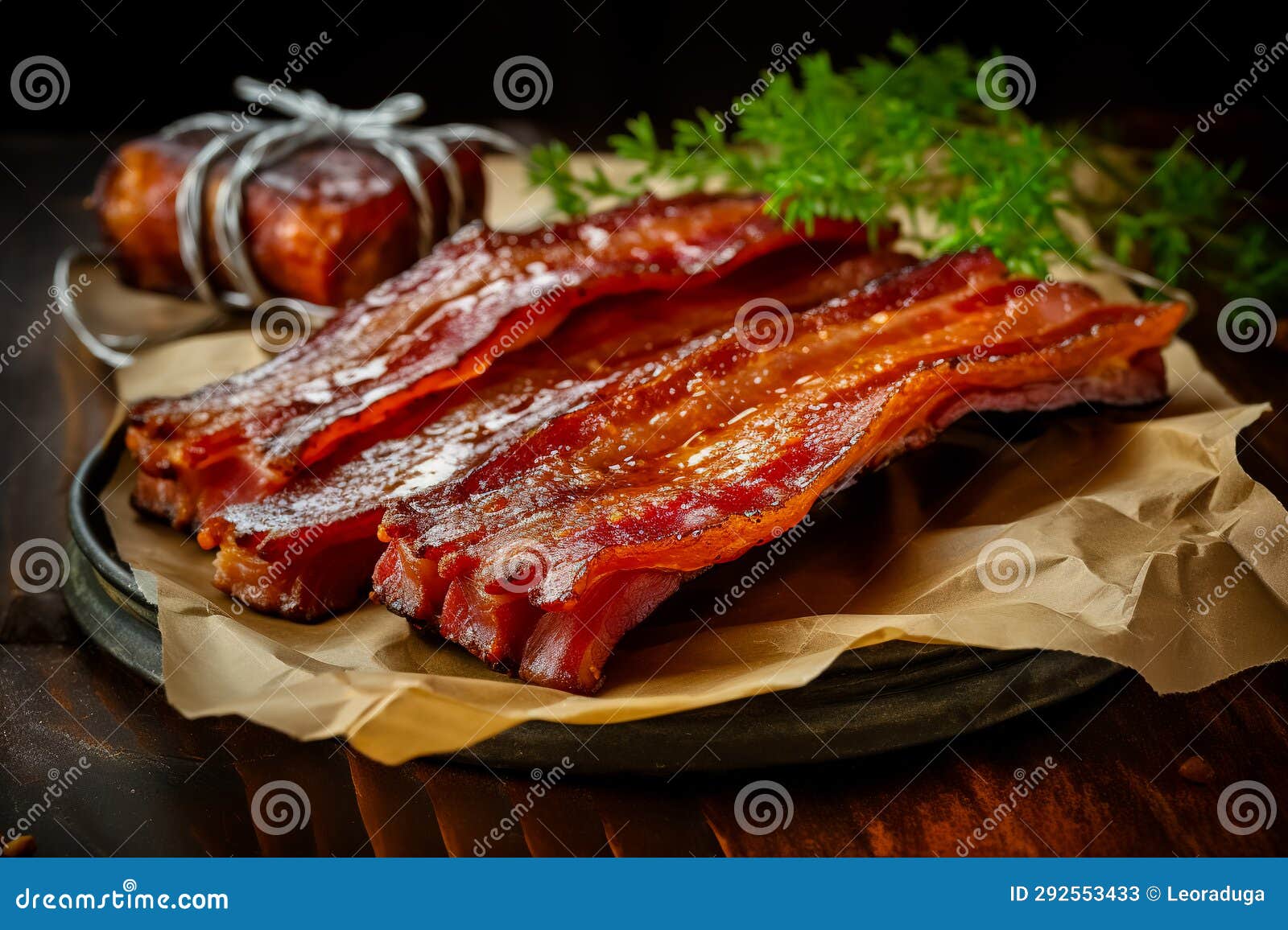 Cooked Bacon Rashers on Parchment. Generative AI Stock Illustration ...