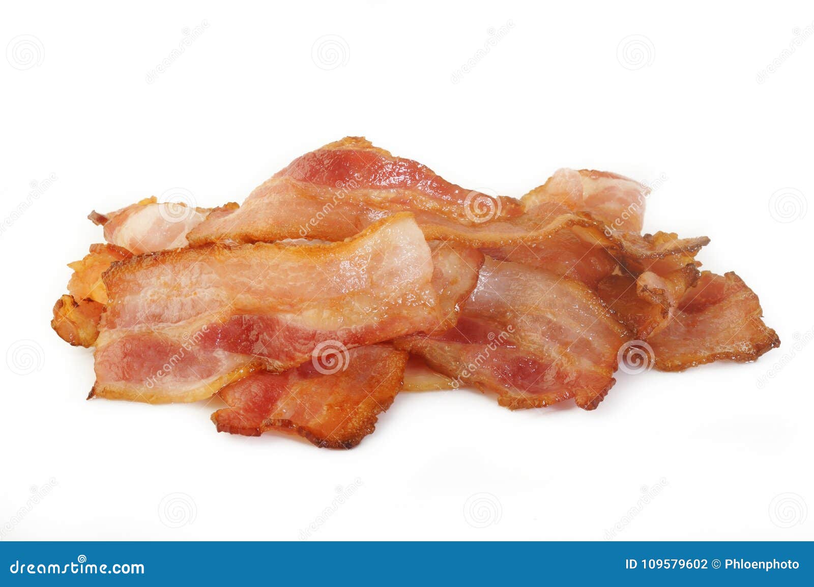 Cooked bacon rashers stock photo. Image of bacon, white - 109579602